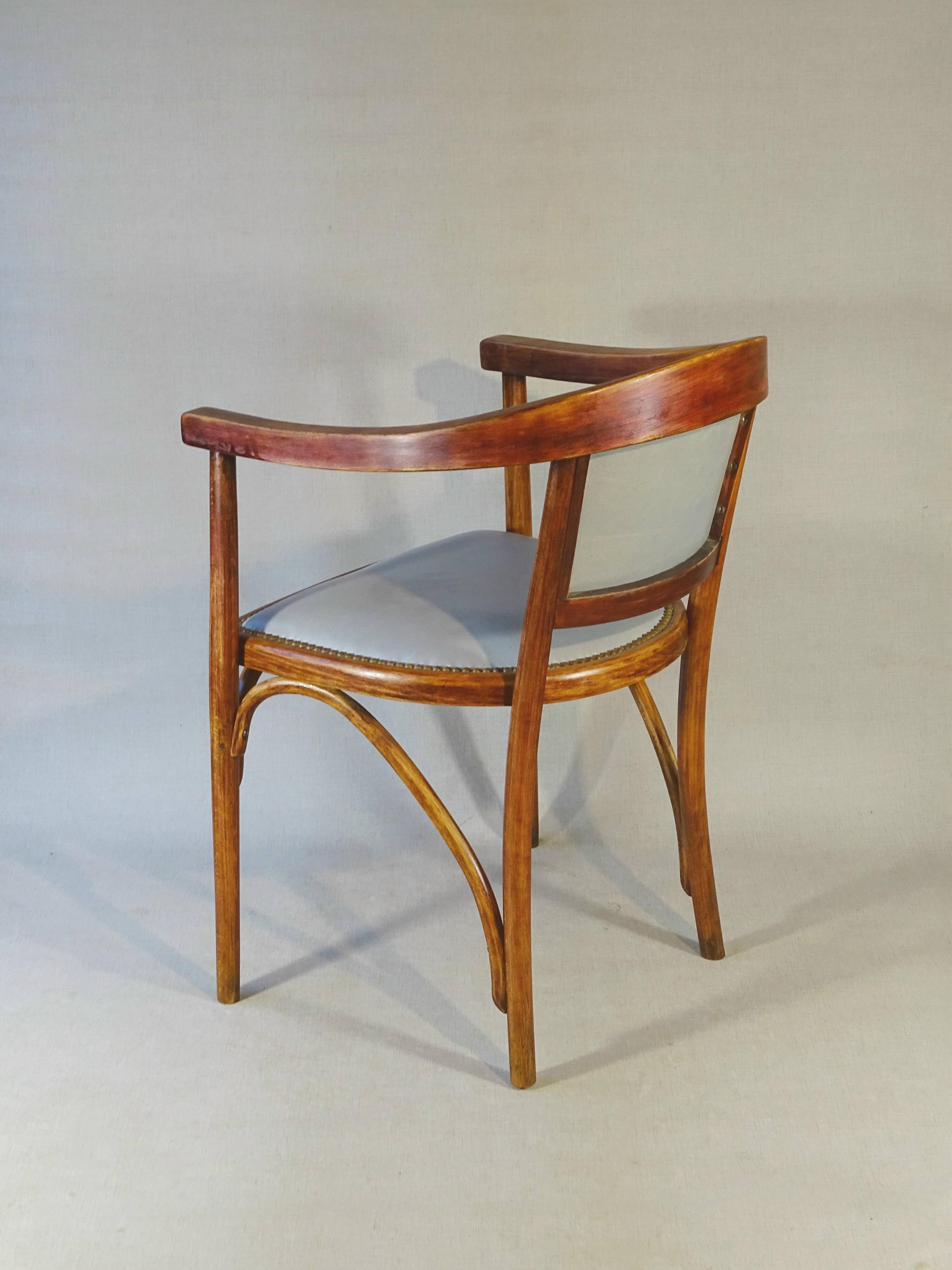 Fauteuil cuir Fischel , Art déco N°60E - 1926 - No Thonet | Selency