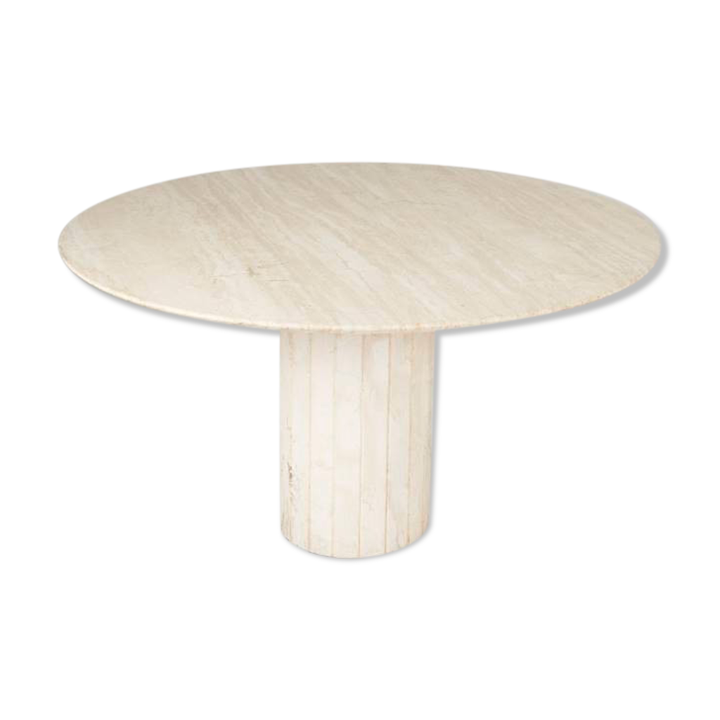 Table à manger ronde en travertin | Selency