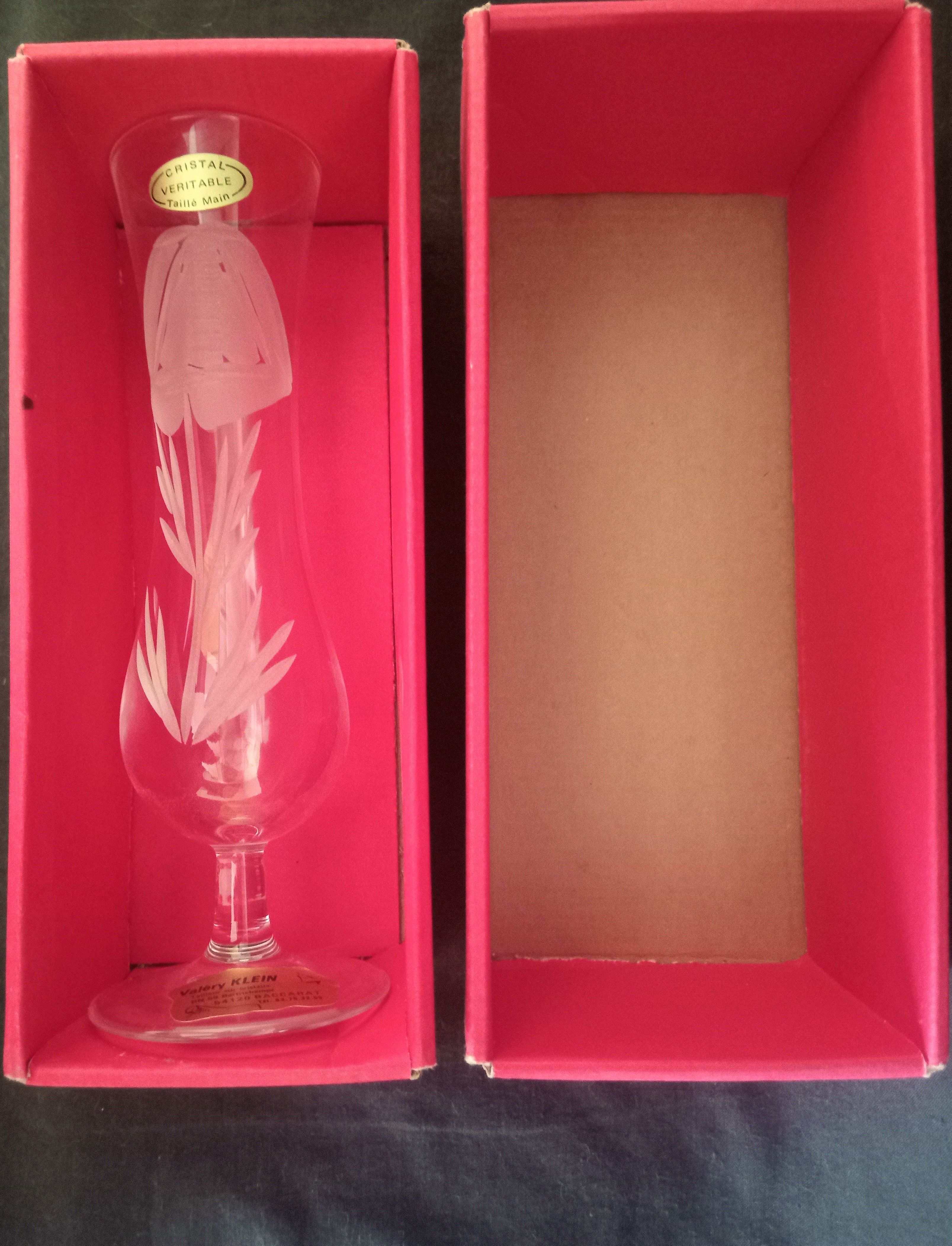 Vase soliflore en cristal taillé Valéry Klein Baccarat France | Selency