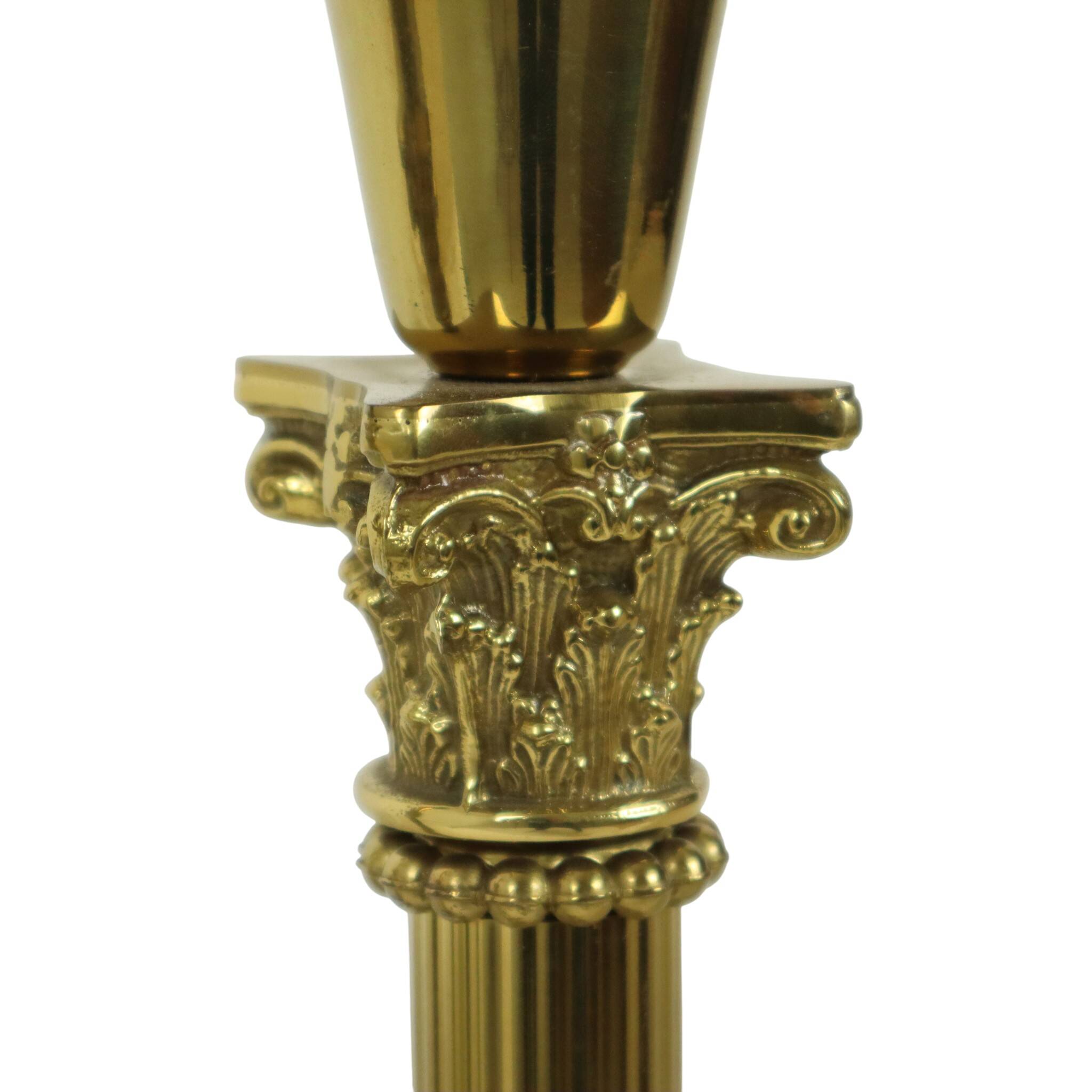 Paire de lampes Hollywood Regency colonne en laiton 75 cm | Selency