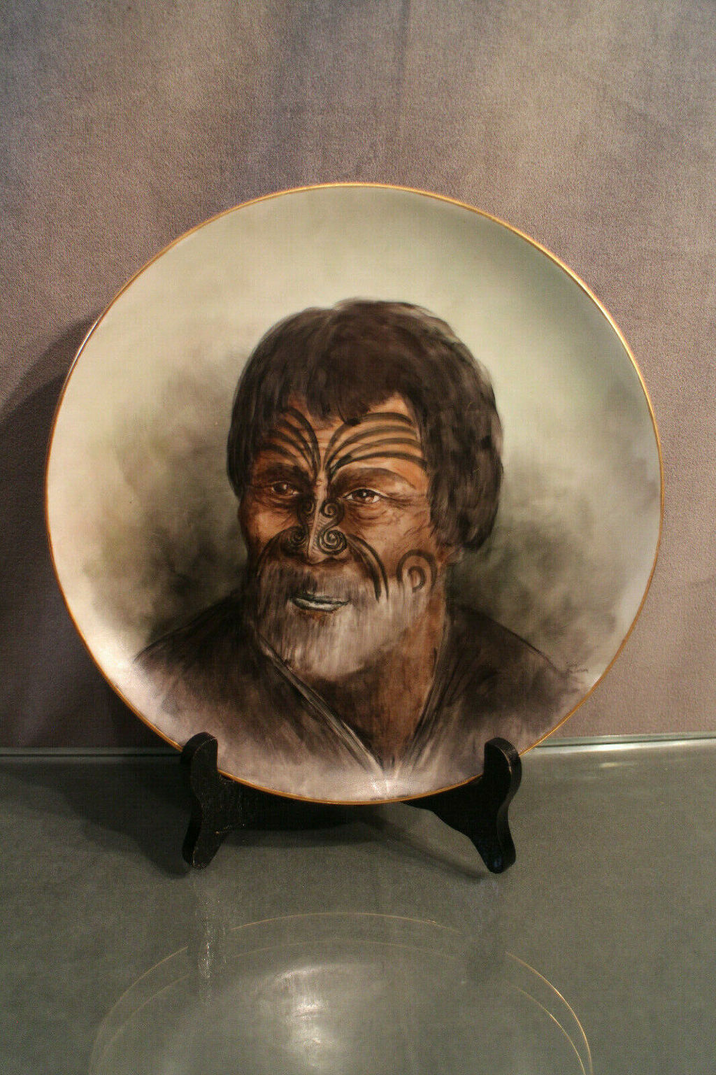 Assiette Gwen Anderson Nouvelle-Zélande portrait Maori Wiremu Neera Te ...