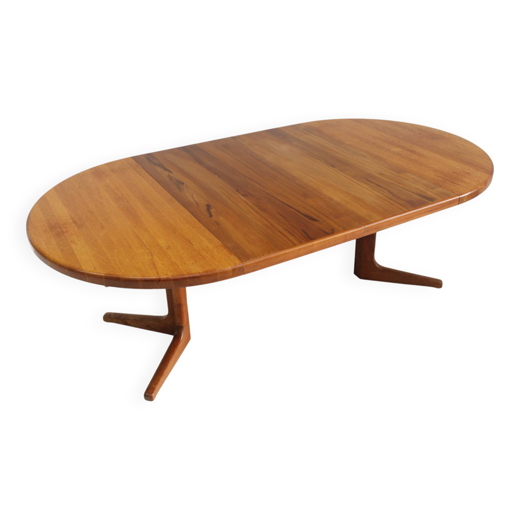Table à manger ronde extensible vintage danoise en teck massif des années 1960 | Selency