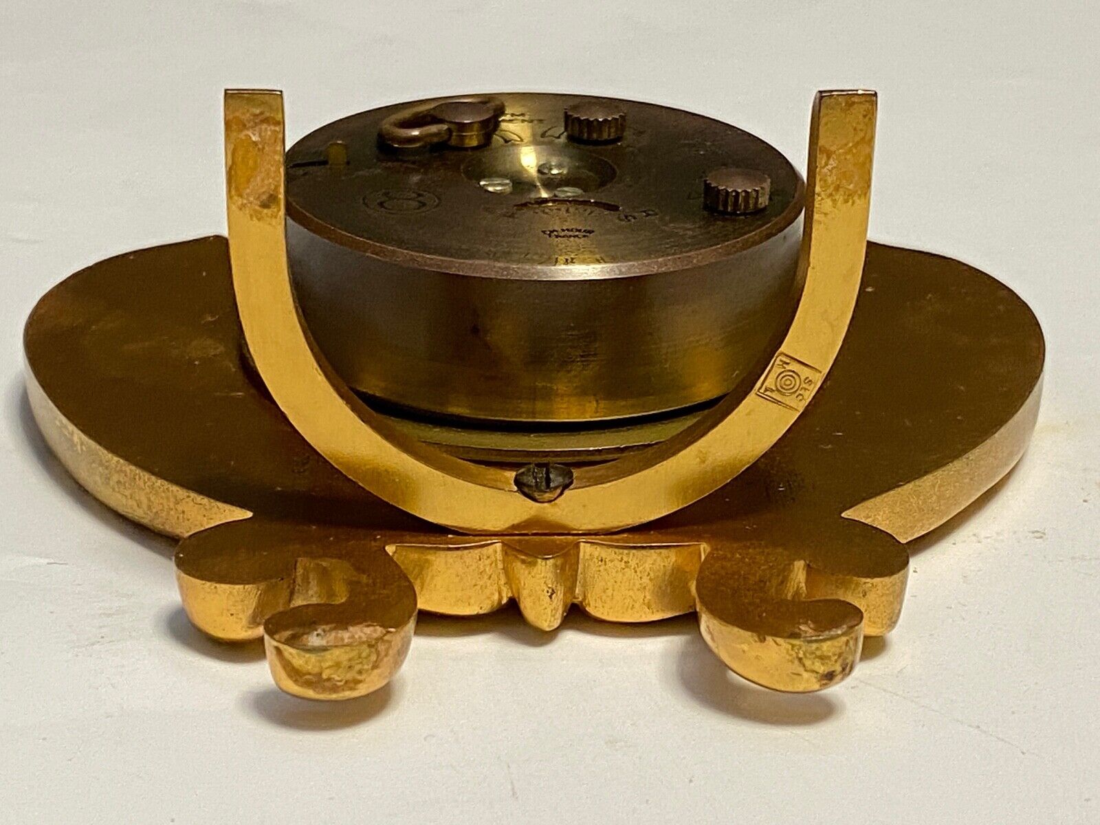 Pendule réveil Lavigne en bronze doré, 1960 france 9346 stc hl | Selency