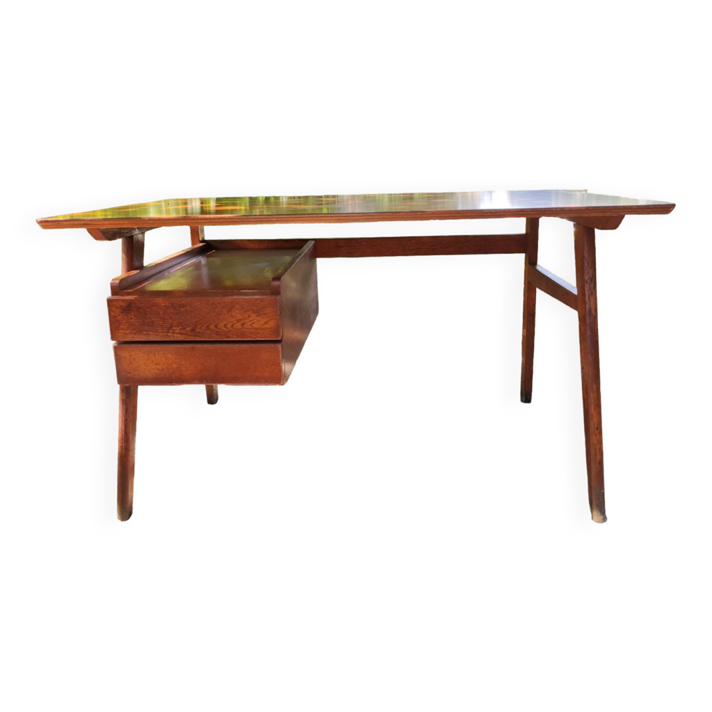 Bureau vintage en teck et chêne année 1960 | Selency