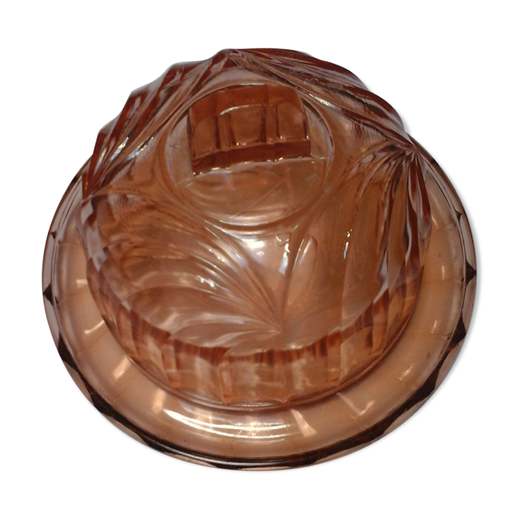 Cloche art déco et son plat en verre rose | Selency