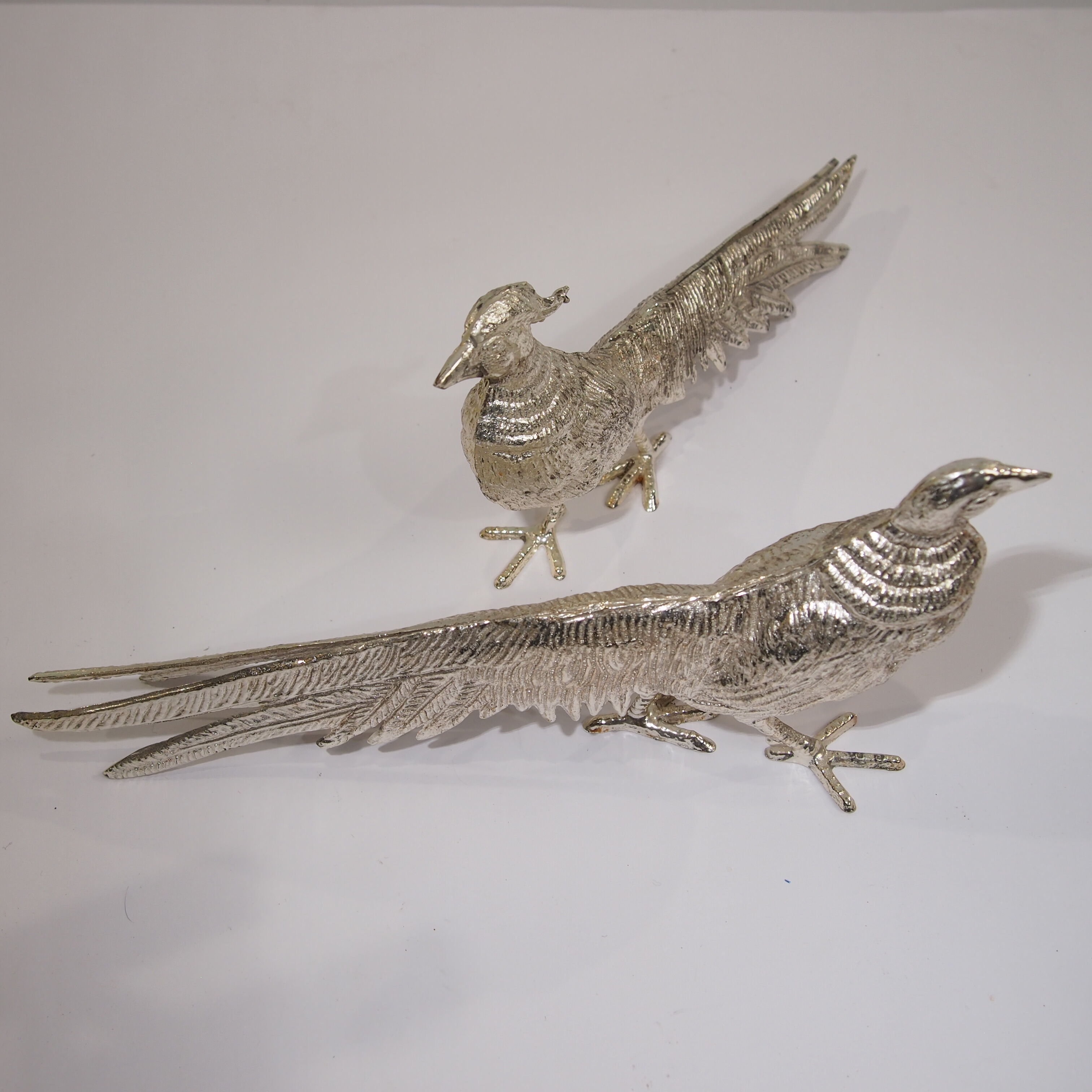 Couple faisan métal argenté vintage EM | Selency