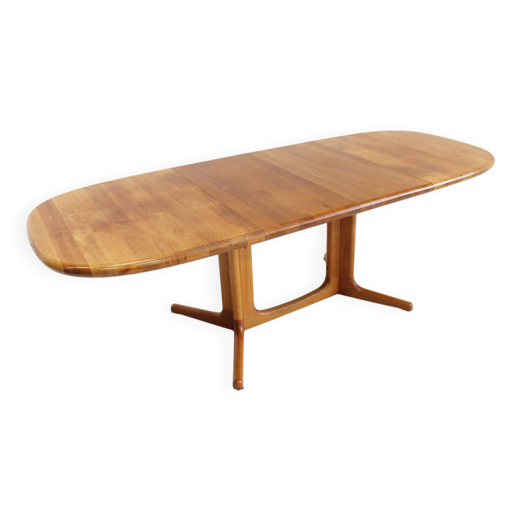 Table à manger ovale extensible en teck massif par Glostrup, Danemark années 1960 | Selency