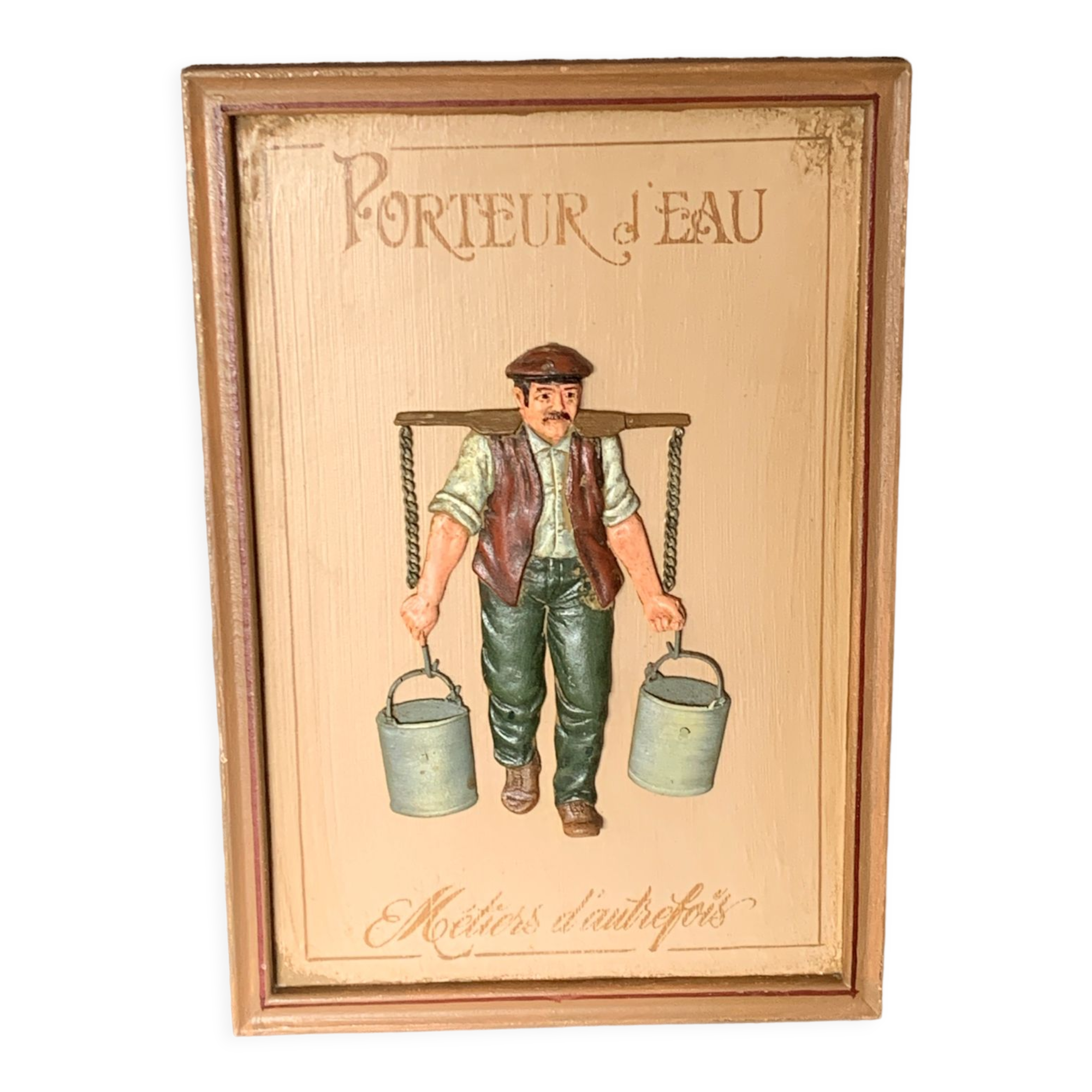 Tableau bois 3D Le Porteur d’eau Country Corner 25,5x37cm | Selency