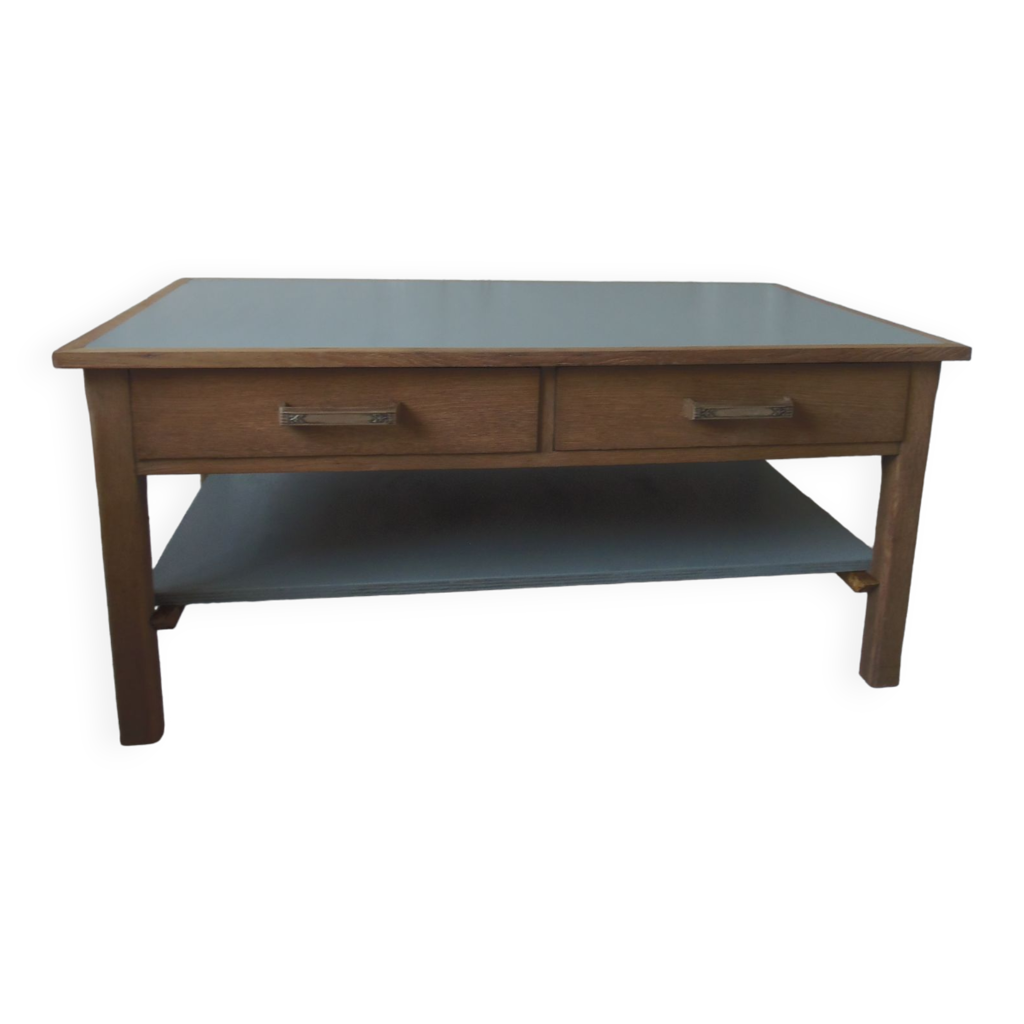 Table basse réalisée à partir d'un bureau des année 40, plateau et ...