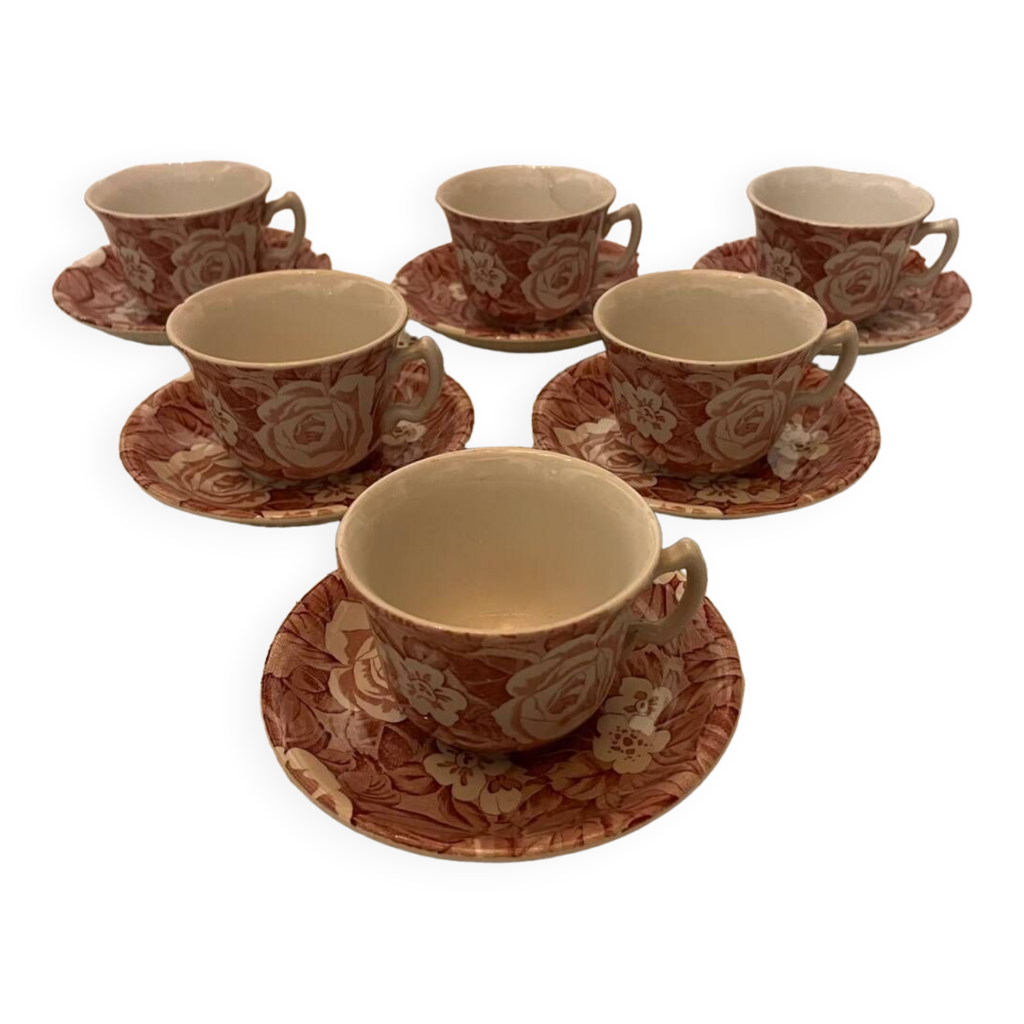 Lot De 6 Tasses Et Sous Tasses Burleigh 1960 Selency
