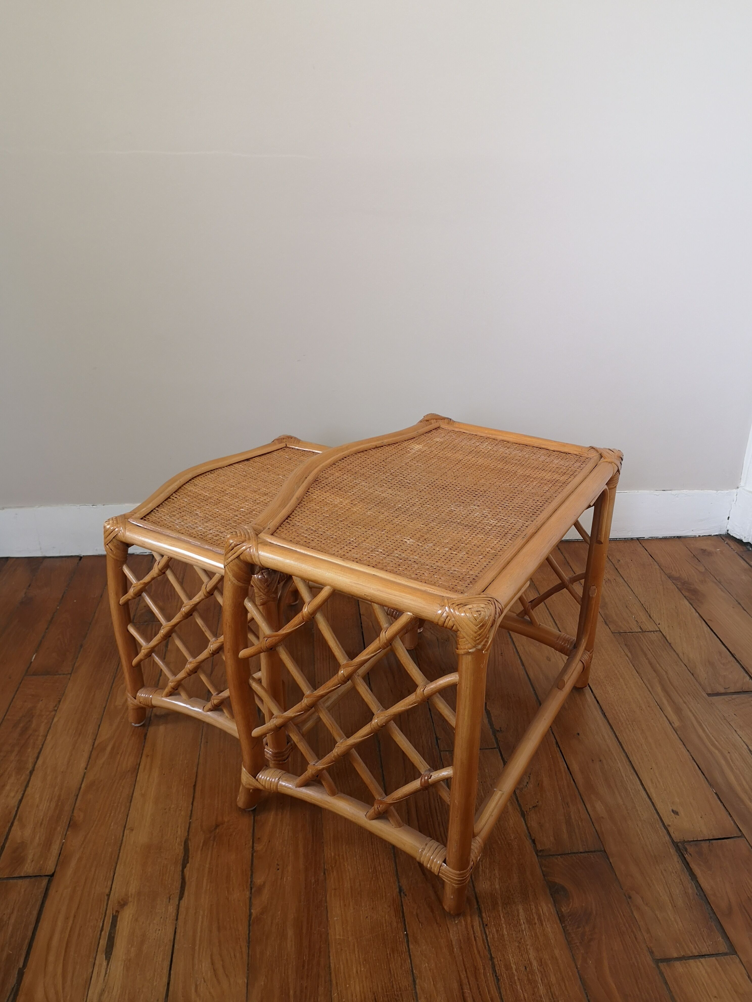 Rattan trundle tables | Selency