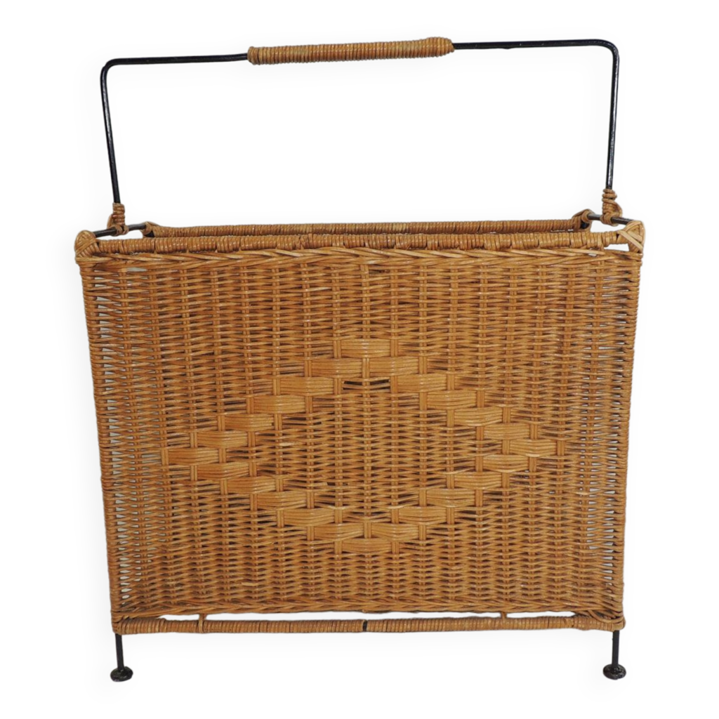 Porte-revues en osier / Porte-journaux/vintage | Selency