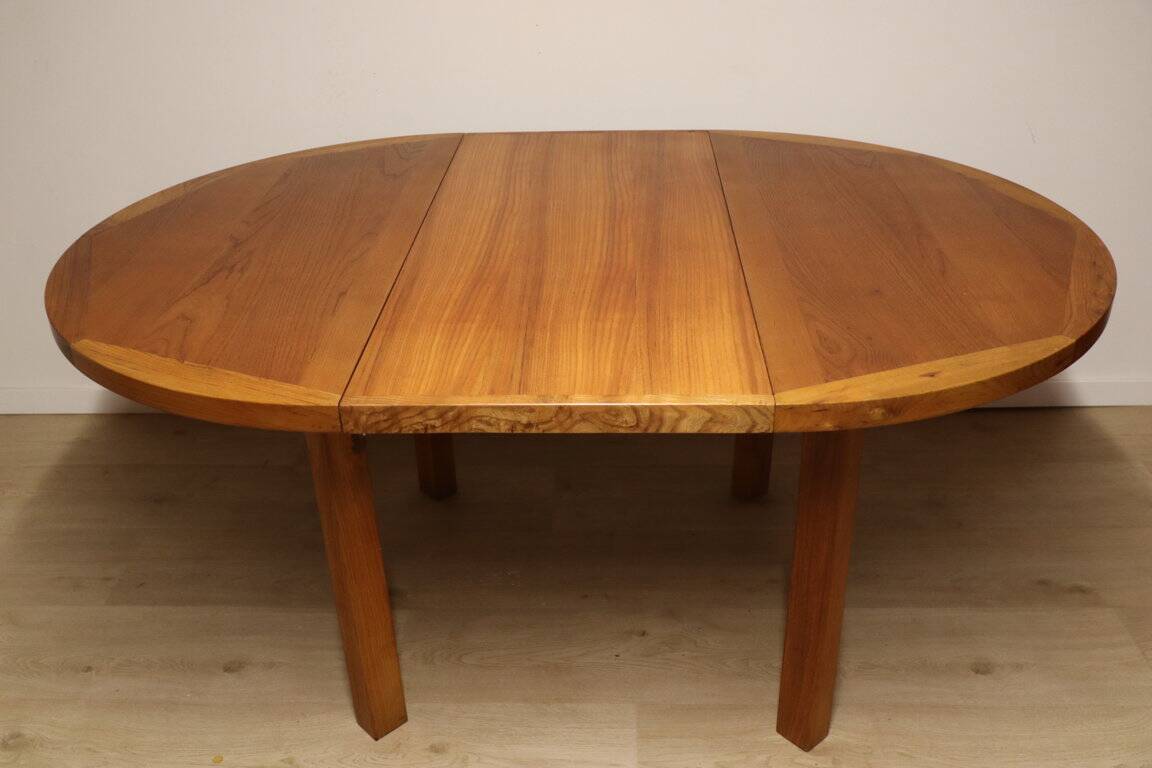 Table de repas vintage extensible en orme massif, 1980 | Selency