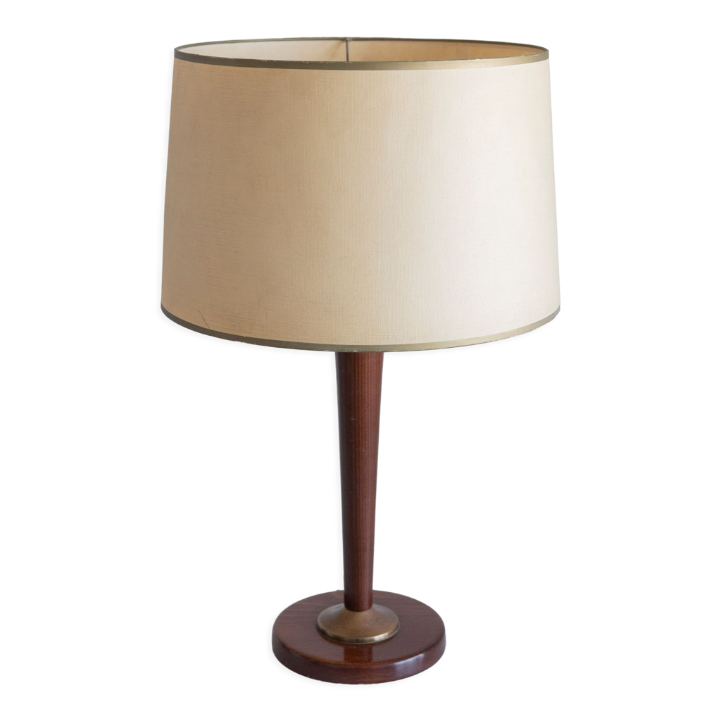 Lampe vintage Unilux années 70 de bureau avec abat jour d'origine bois | Selency