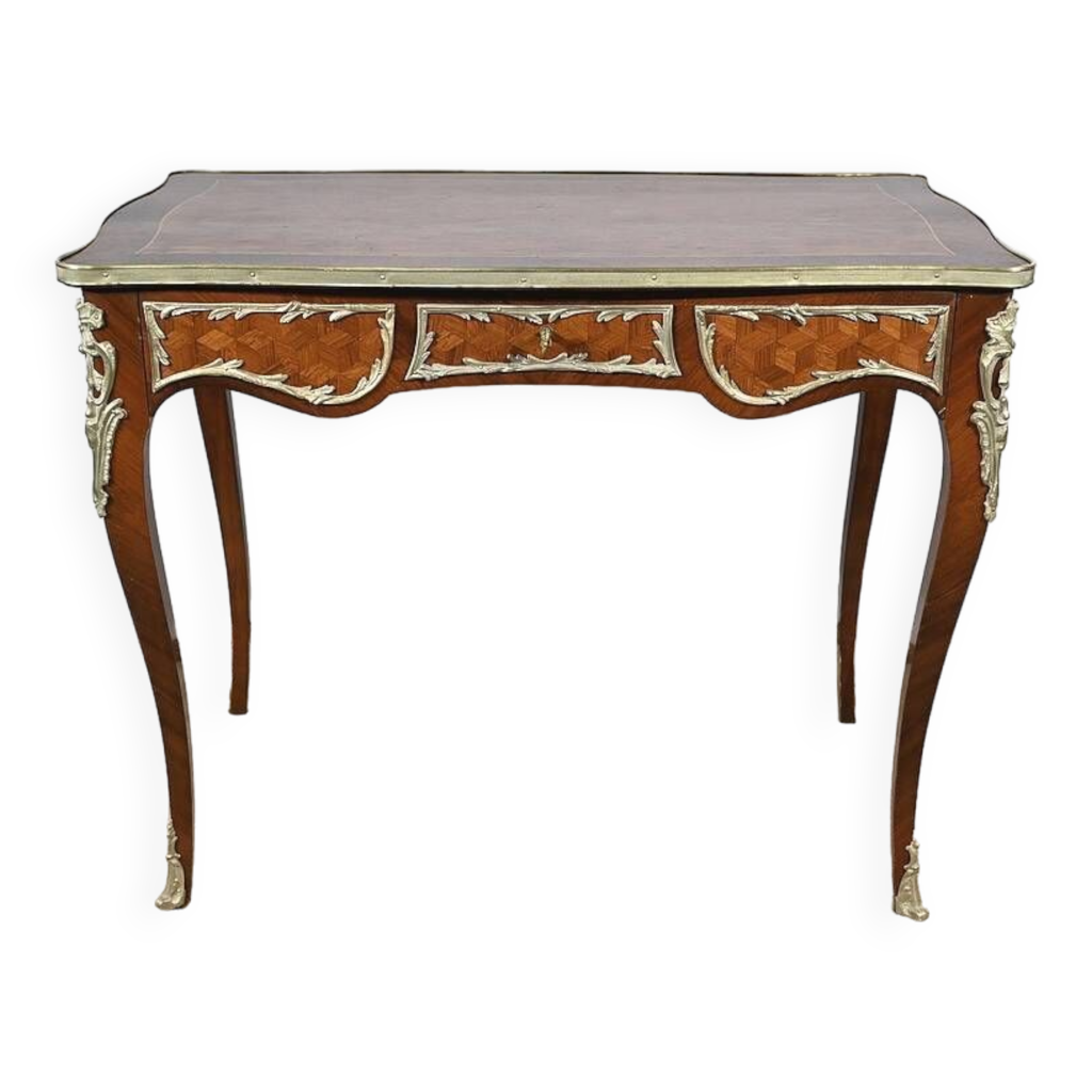 Table Bureau en Palissandre et Marqueteries, style Louis XV – Début XXe | Selency