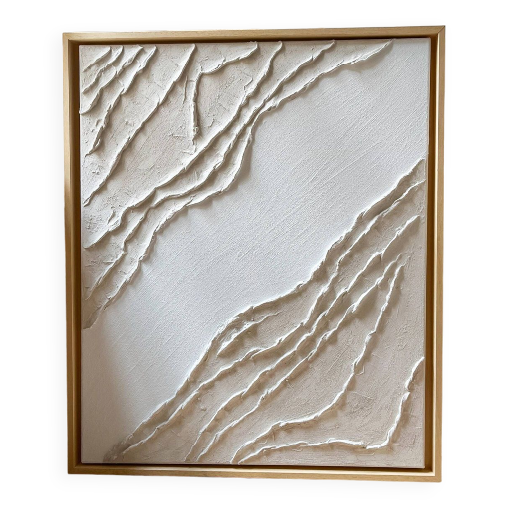 Tableau texturé relief blanc et crème | Selency