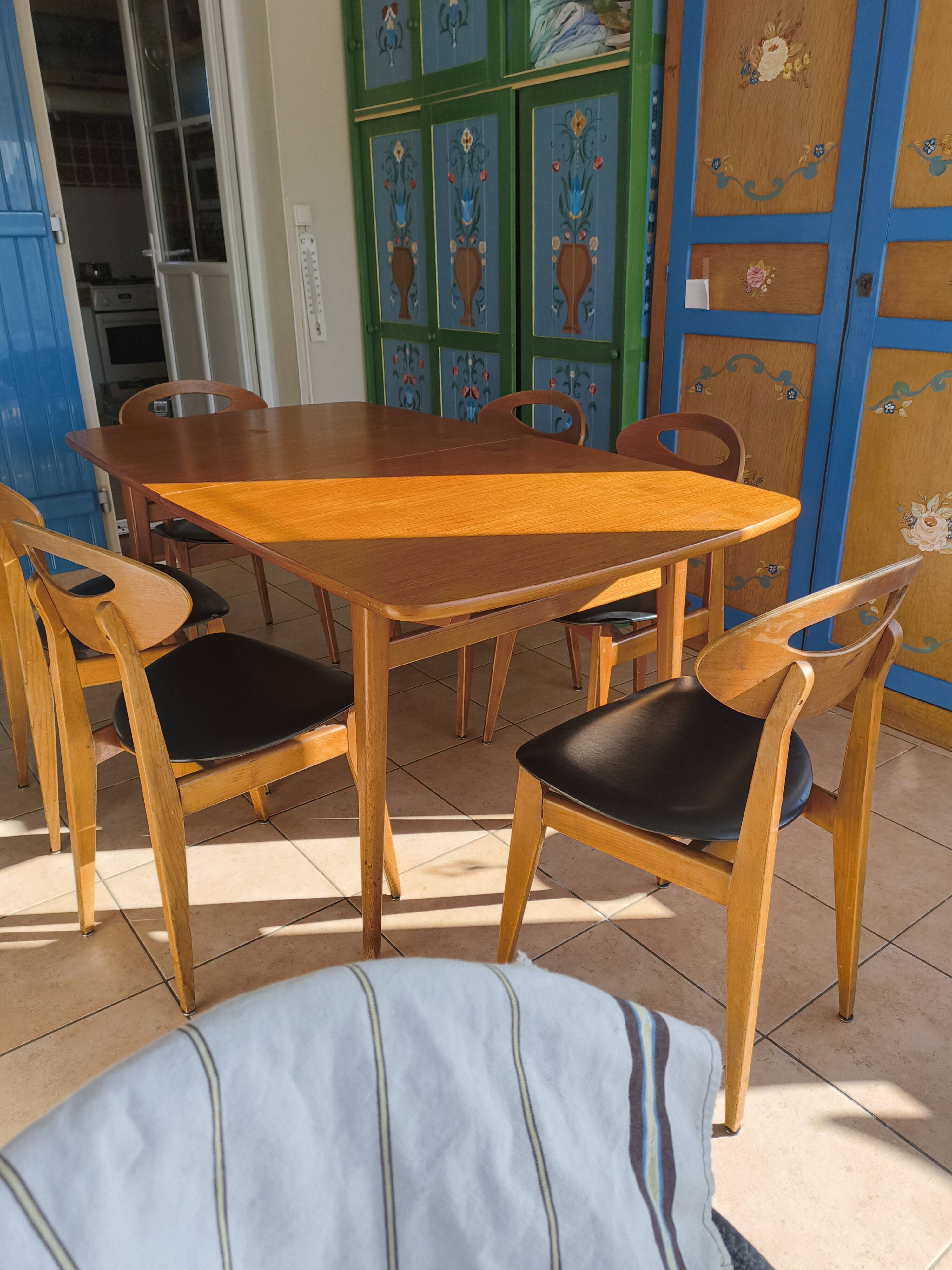 Sam scandinave aarno modèle 37 enfilade + table avec rallonges + 6 ...