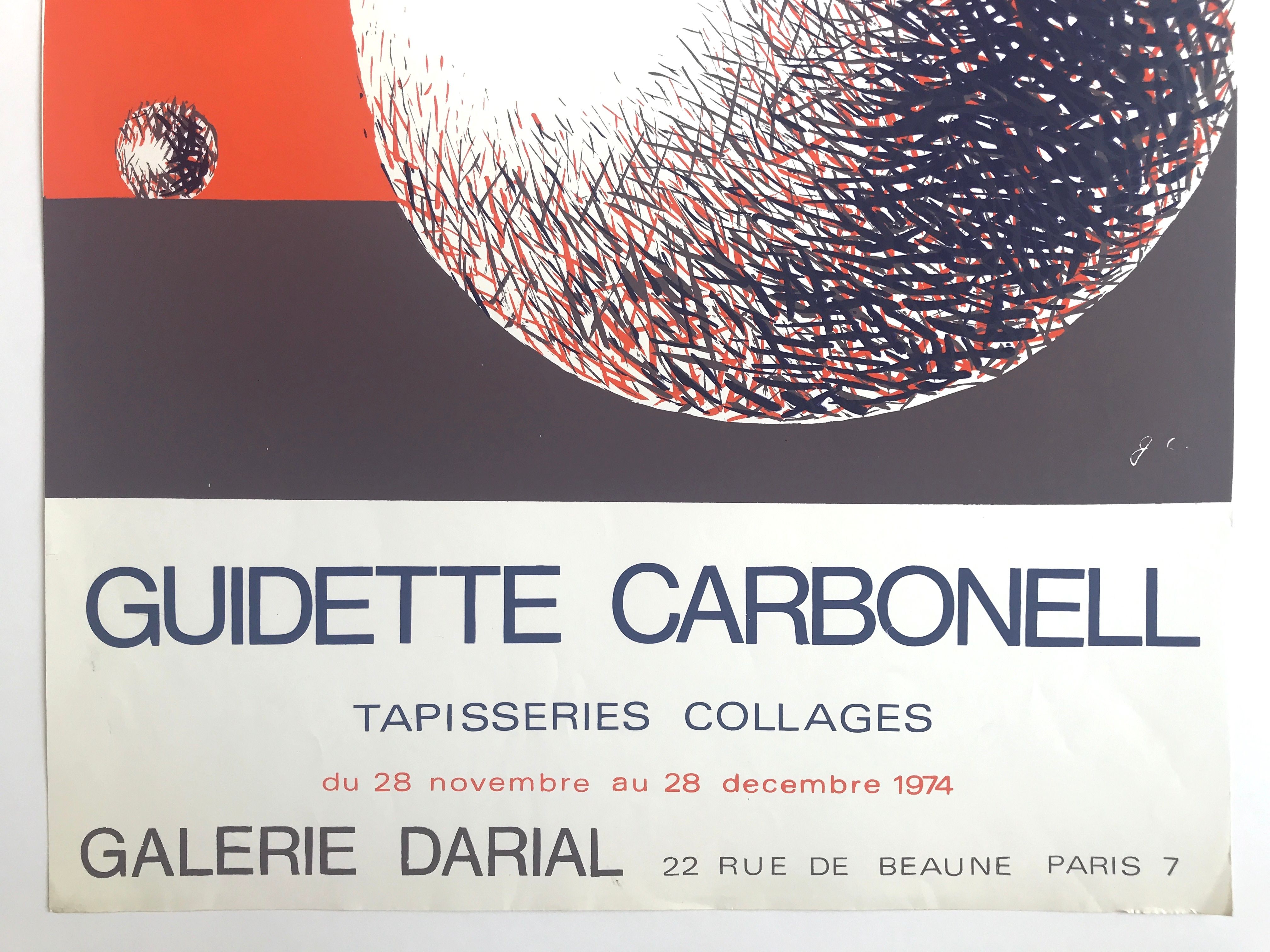 Affiche originale en lithographie de guidette carbonell, galerie darial ...