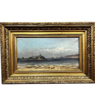 Laurent Adenot (1848-1929) huile sur toile figurant un paysage de mer vers 1880 | Selency