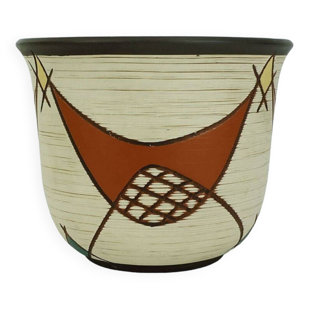Pot 1950 sawa keramik décor sgraffito du milieu du siècle 600/19 | Selency
