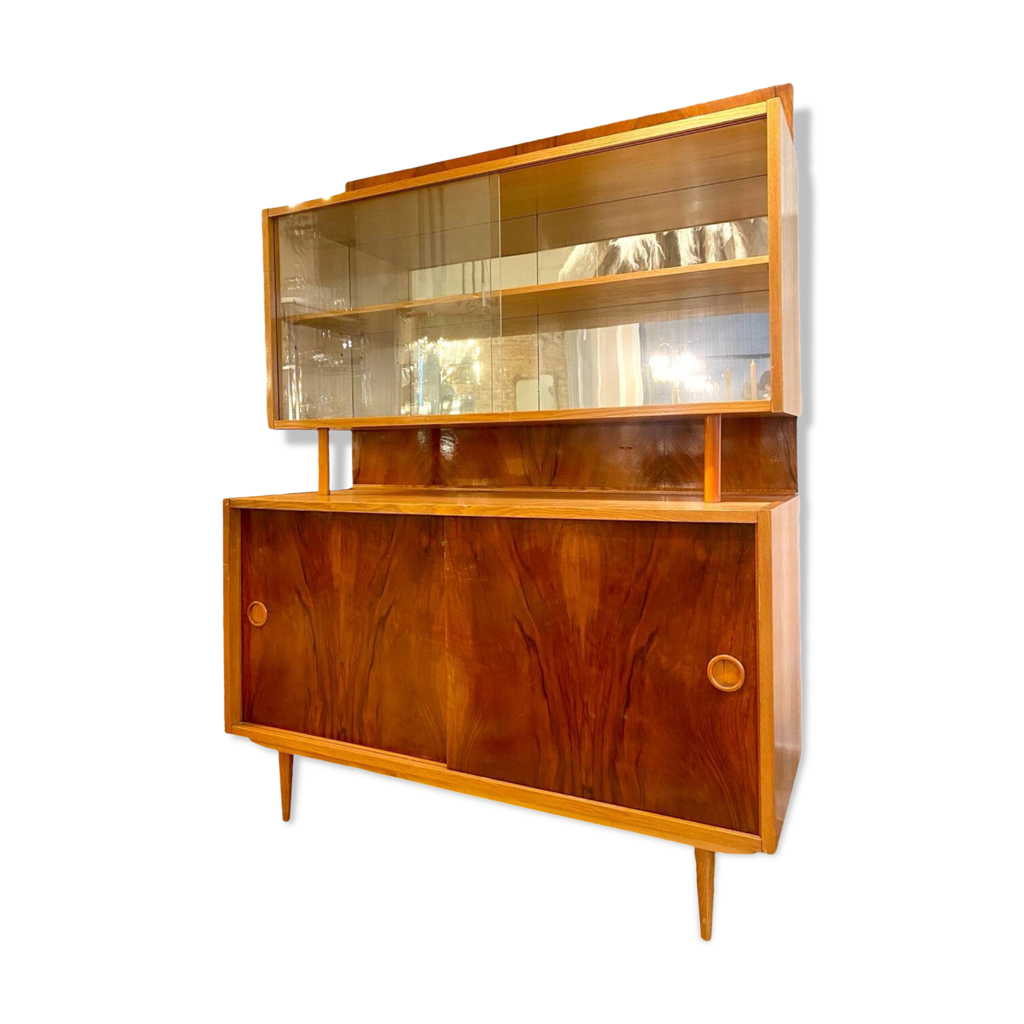 Buffet / Vitrine / Vaisselier deux corps vintage 1960 | Selency