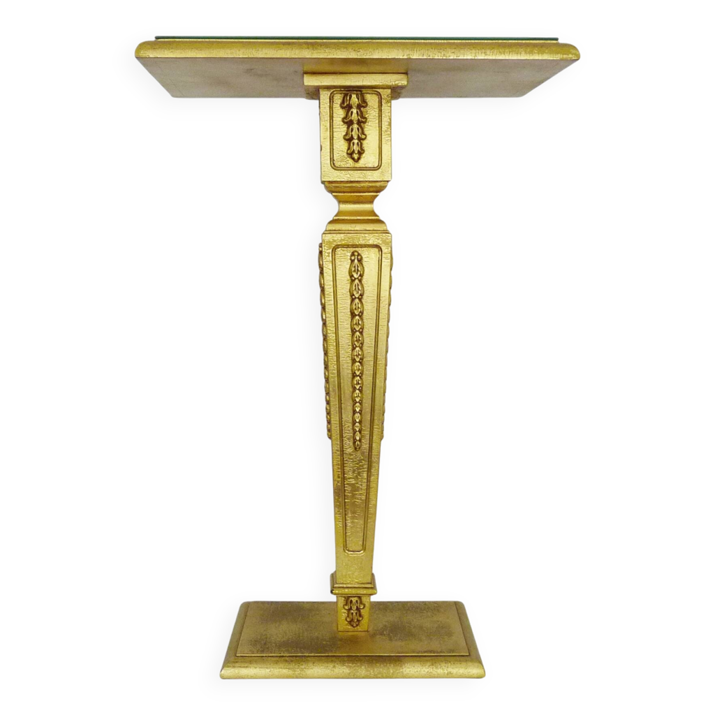 Console, guéridon table d'appoint en bois doré plateau miroir biseauté. Ann | Selency