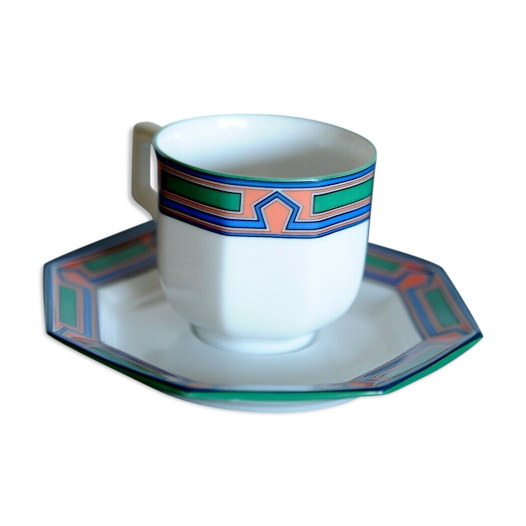 Coffee service coquet limoges design lotus orenoque art deco porcelain ...