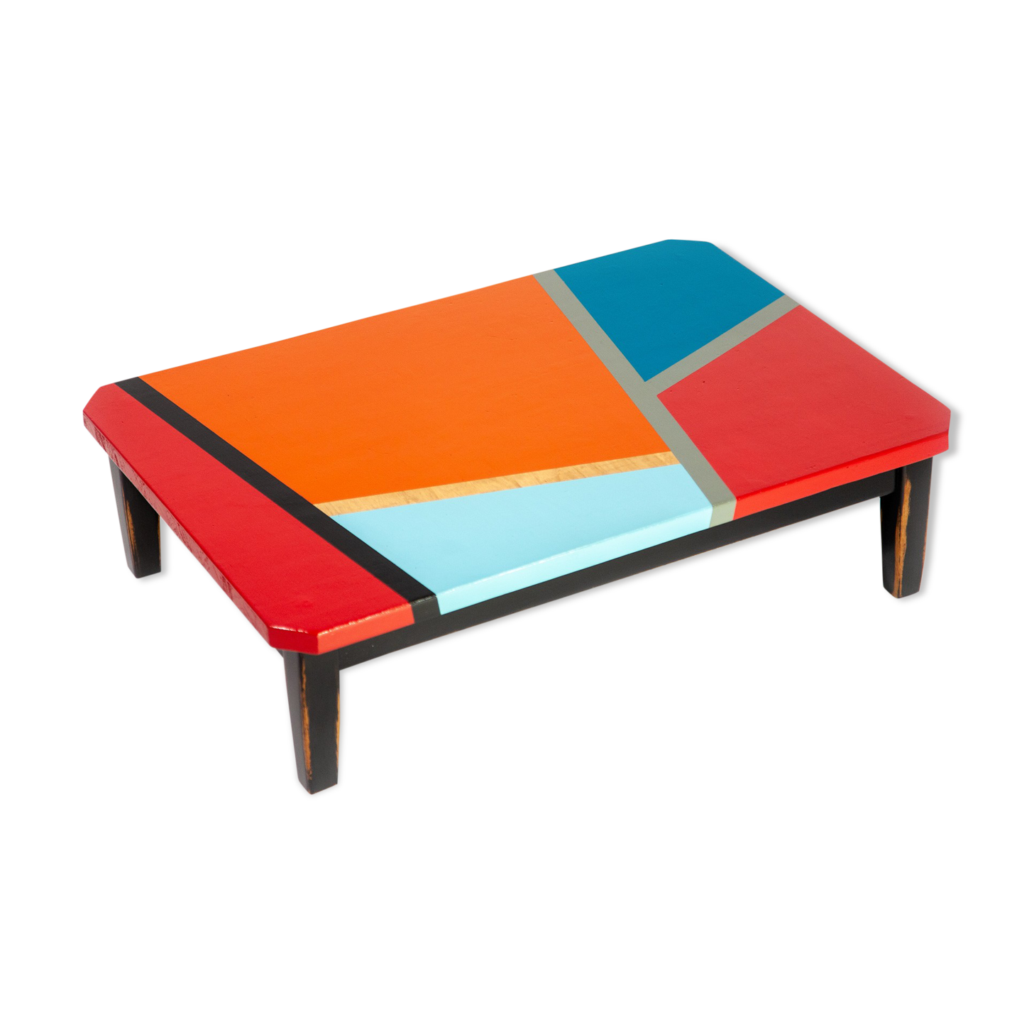 Table basse rectangulaire colorée à motifs géométriques | Selency