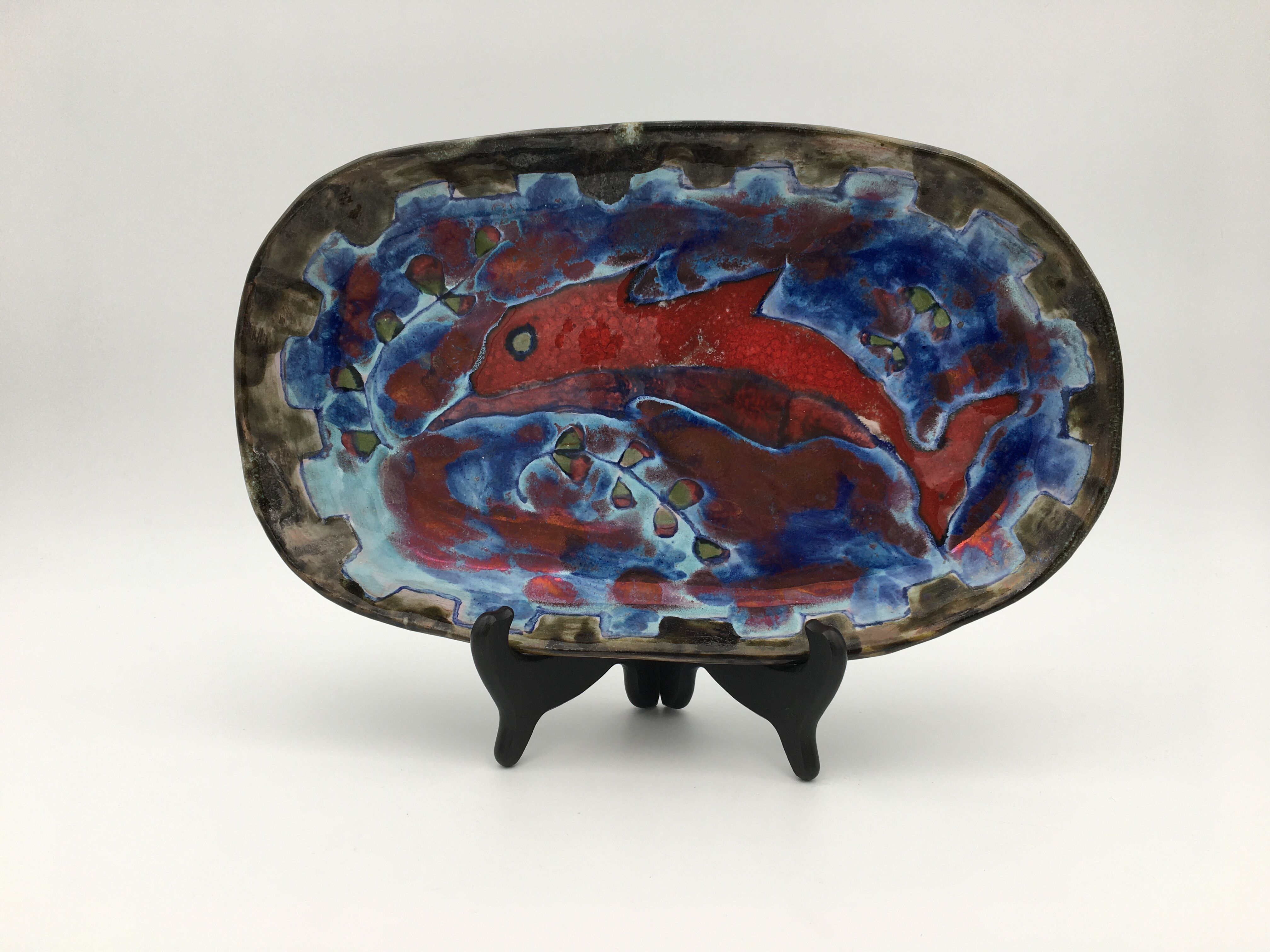 Coupe décorative en céramique émaillée" signée Arlette Roux, Juan-Les ...