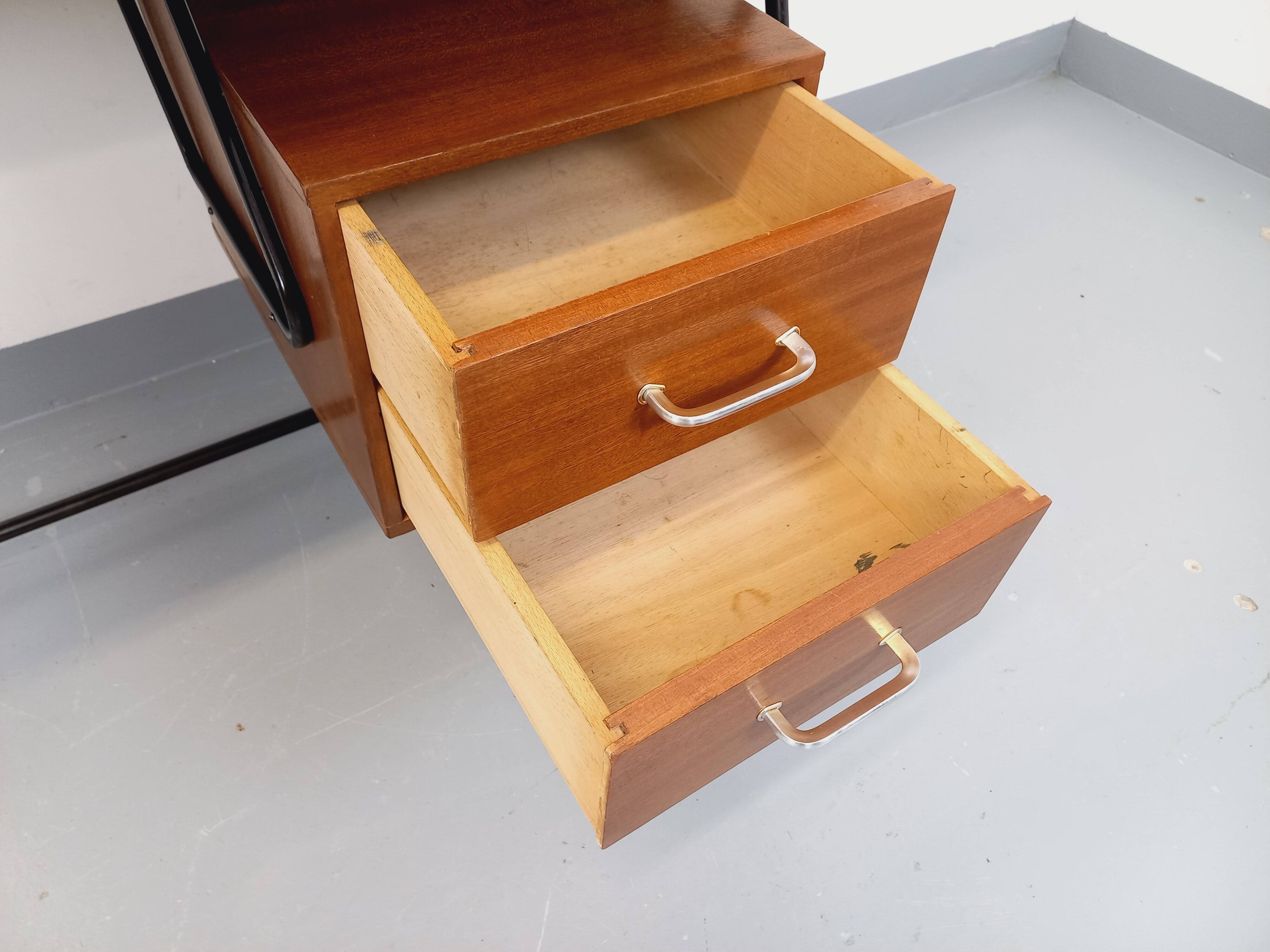 Bureau double-face moderniste vintage en bois d’acajou style teck et ...