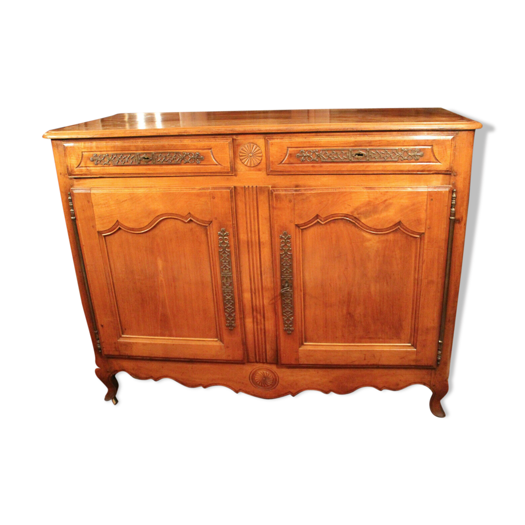 Buffet bas d'époque fin 18e en merisier massif style Louis XV | Selency