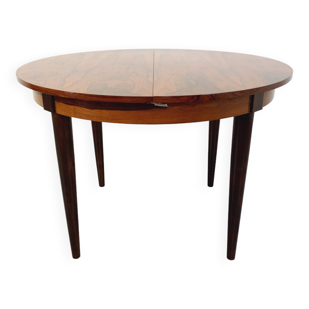 Table ronde scandinave des années 50/60 en palissandre avec rallonge ...