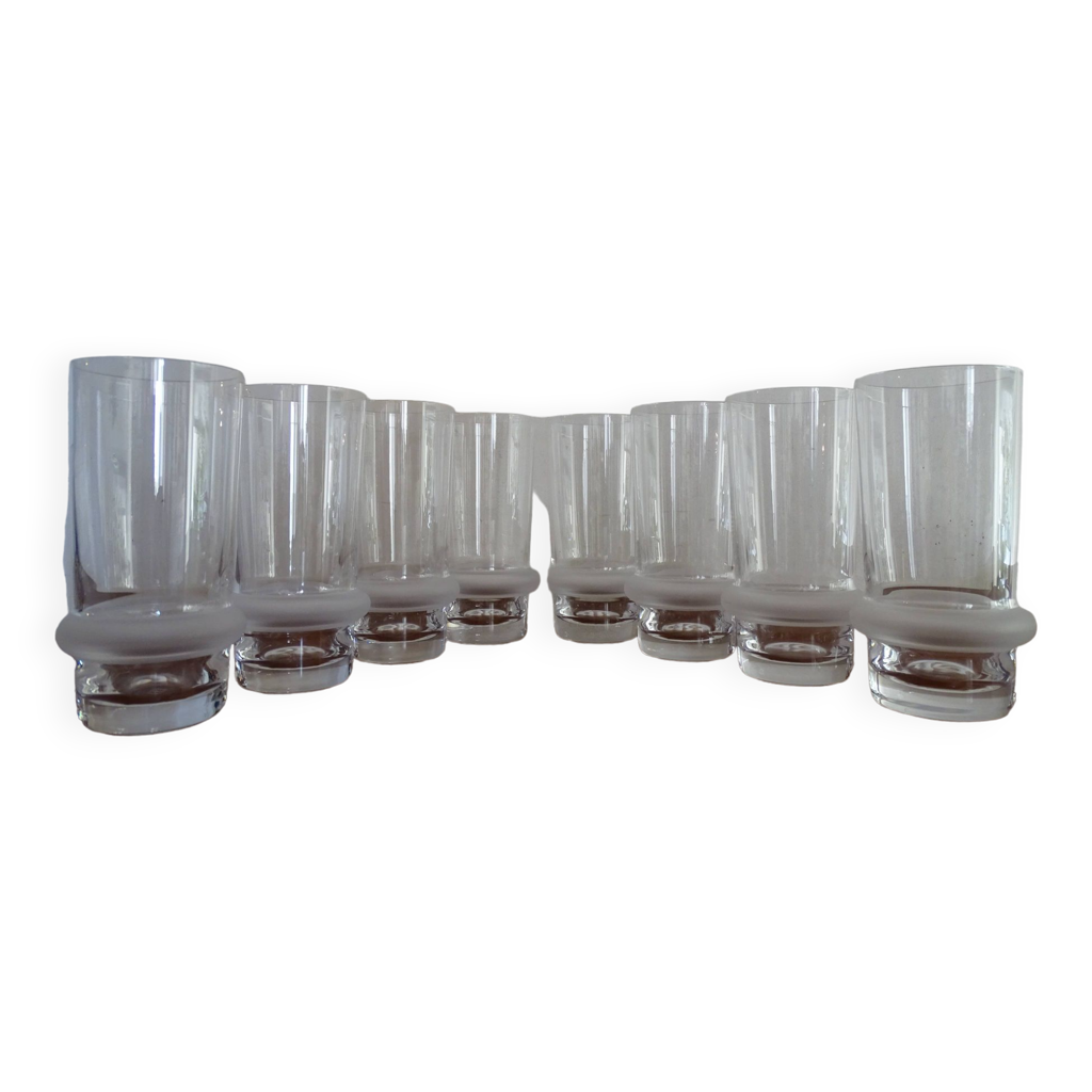 8 verres à eau cristal Sèvres poli et dépoli signés - 15 cm | Selency