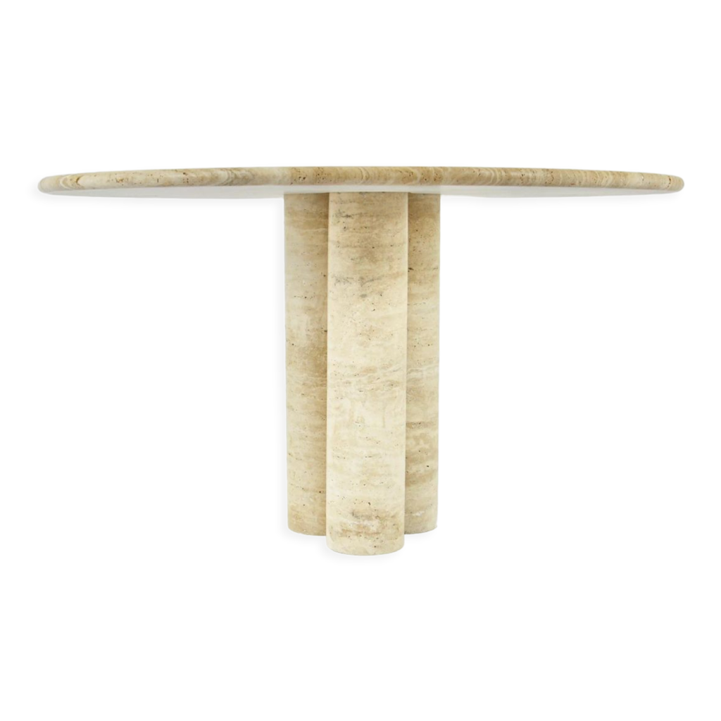 Table à manger circulaire en travertin | Selency