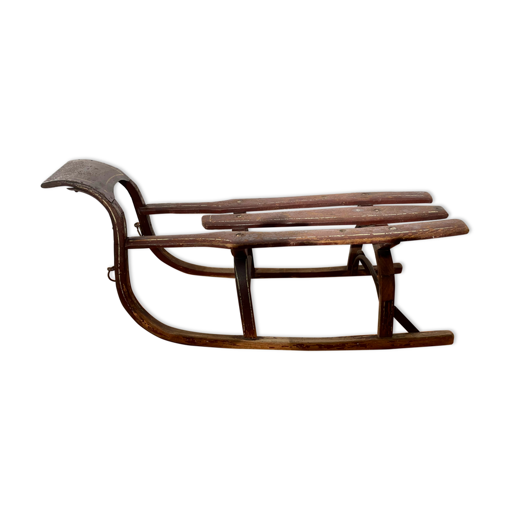 Ancienne luge 1900 en bois et fer | Selency