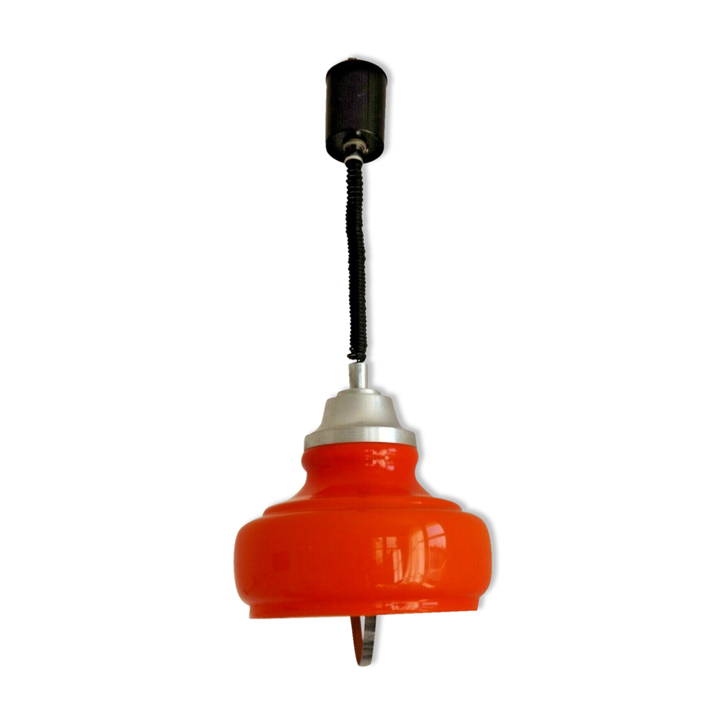 Vintage Italian 1970s Orange Glass Ceiling Light, ROLLY Rise & Fall ...