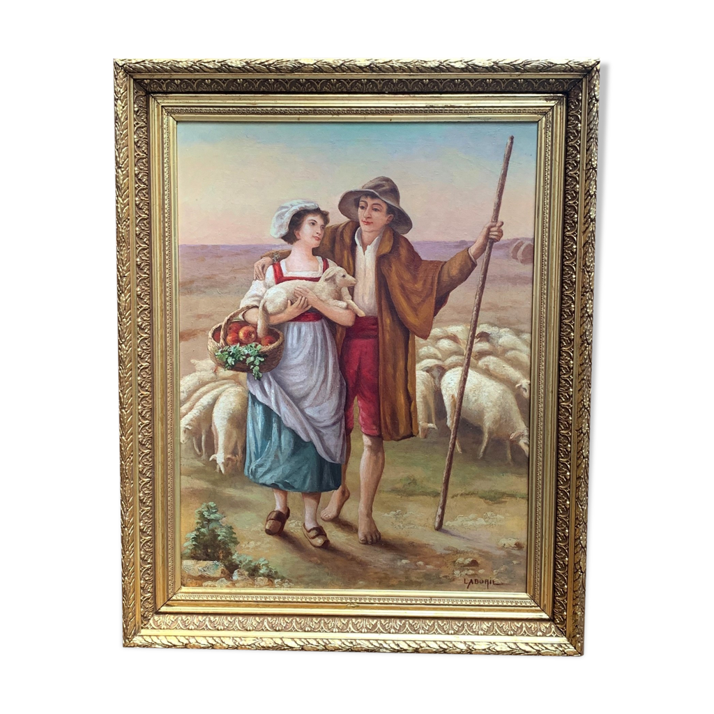 Tableau "Scène Romantique"- Fin du 19ème siècle | Selency