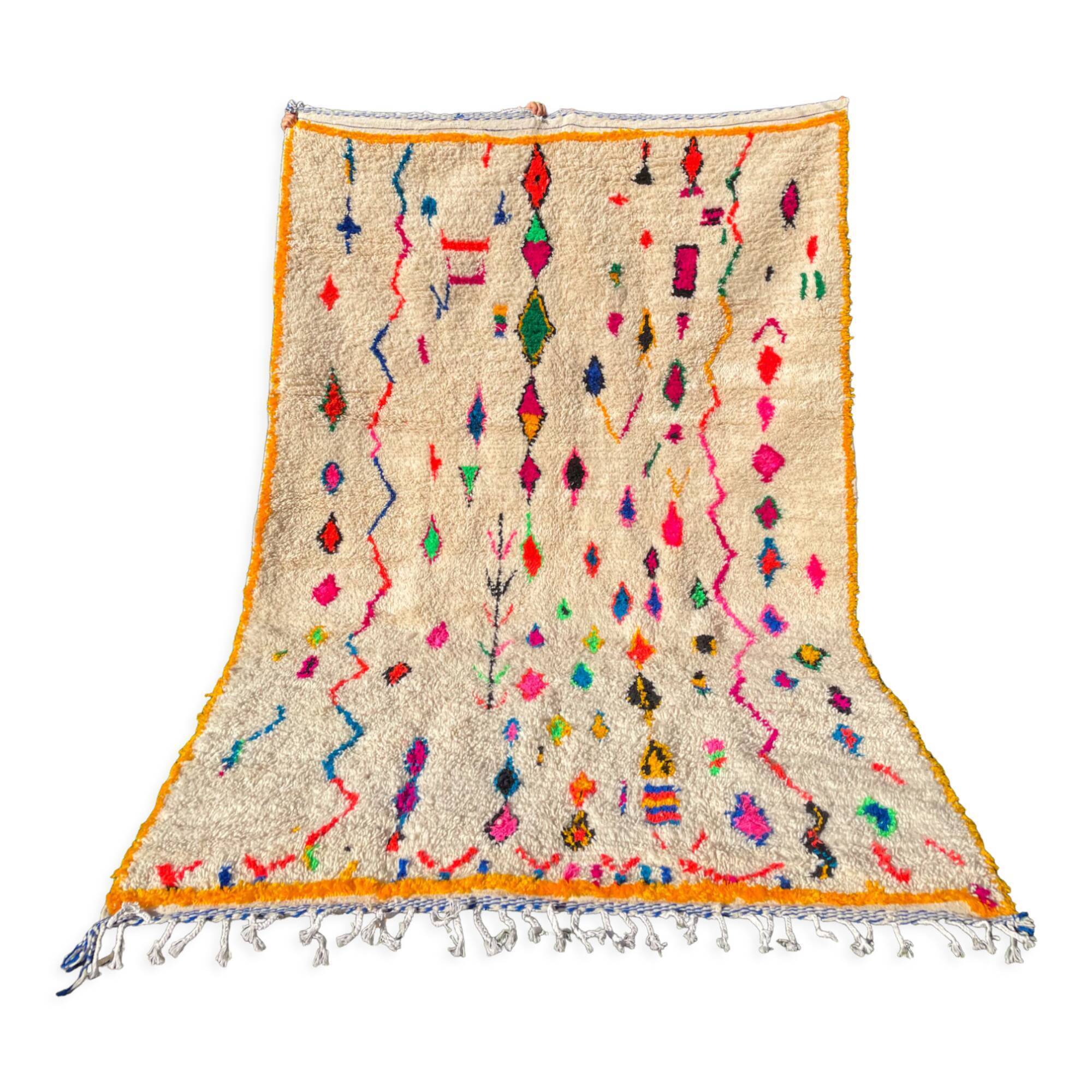 Tapis berbère azilal coloré blanc motifs multicolores neuf 300 x 200 cm ...